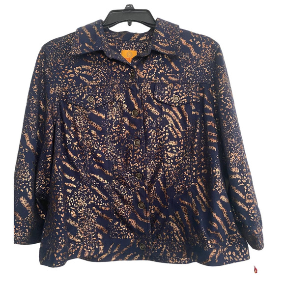 Ruby Rd. | Tops | Nwt Ruby Rd Womens Size 8w Shacket Navy Blue Gold ...